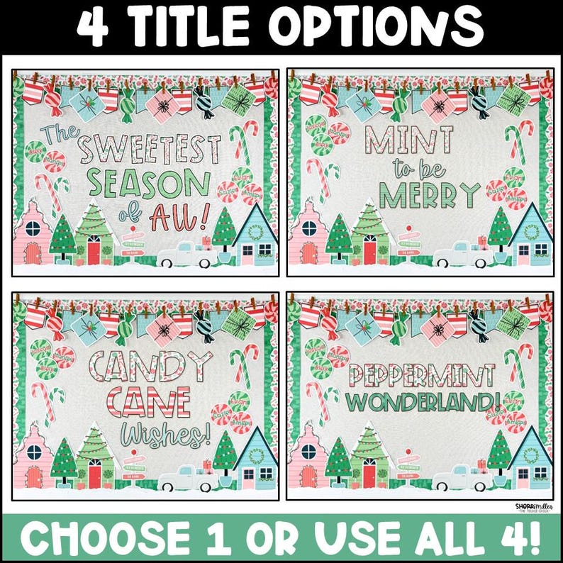 Christmas Candy Cane Bulletin Board Kit & Door Decor, December Bulletin ...