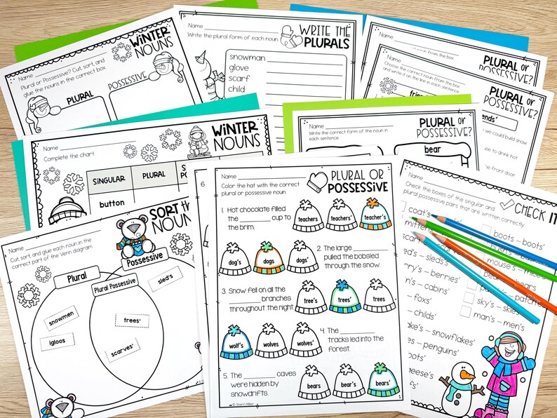 Winter Plural Nouns, Singular & Plural Possessive Nouns, Fun ELA ...