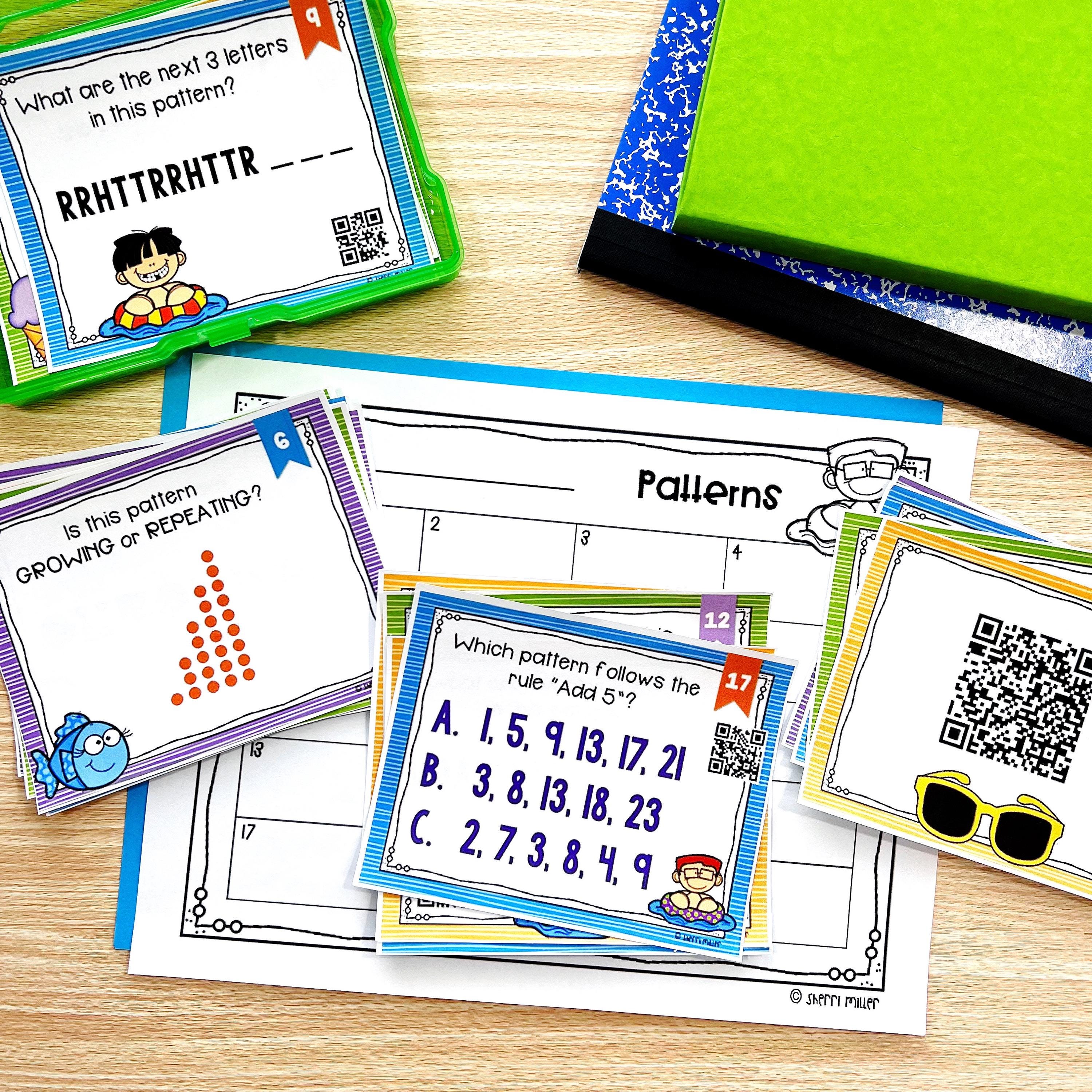 Growing Shrinking and Repeating Patterns Fun Math Task Cards & Scoot ...