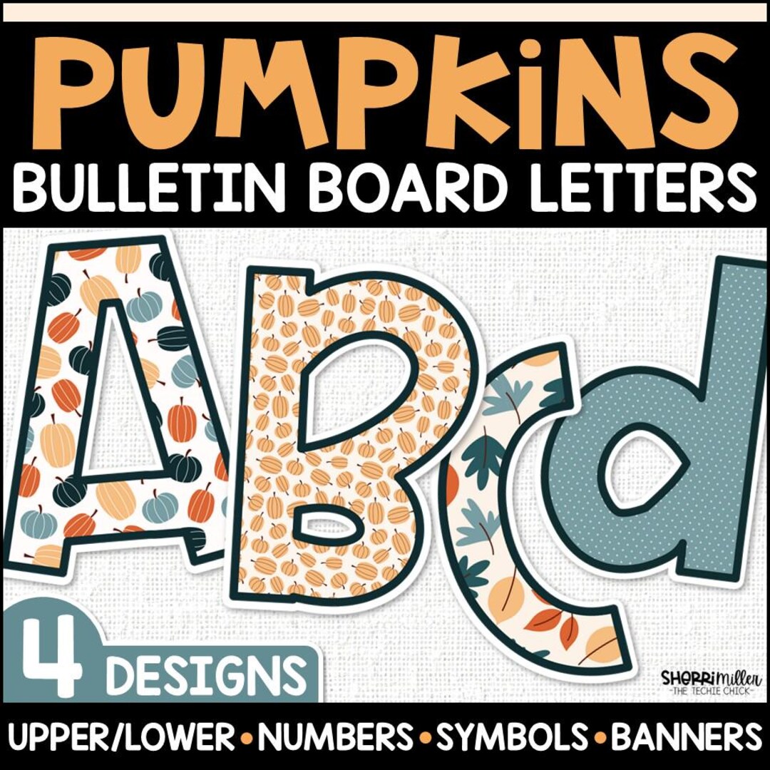 Pumpkins Bulletin Board Letters & Ideas, Printable Autumn Fall Leaves ...