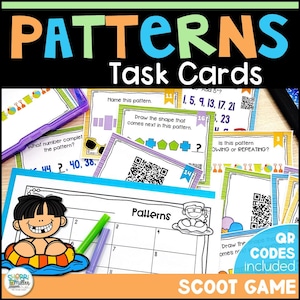 Growing Shrinking and Repeating Patterns Fun Math Task Cards & Scoot ...
