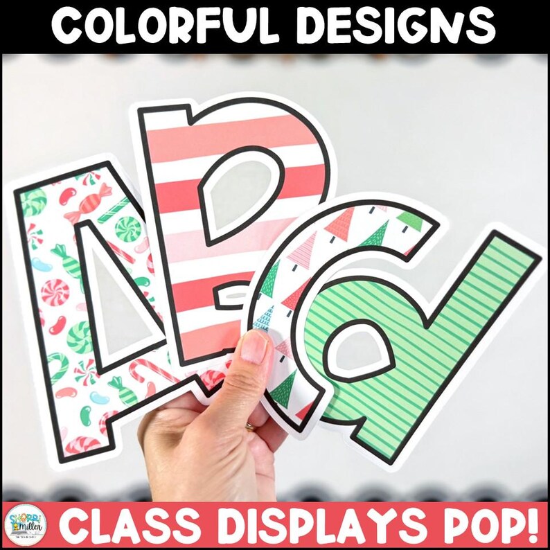 Christmas Candy Cane Bulletin Board Letters Numbers Banners & Ideas ...
