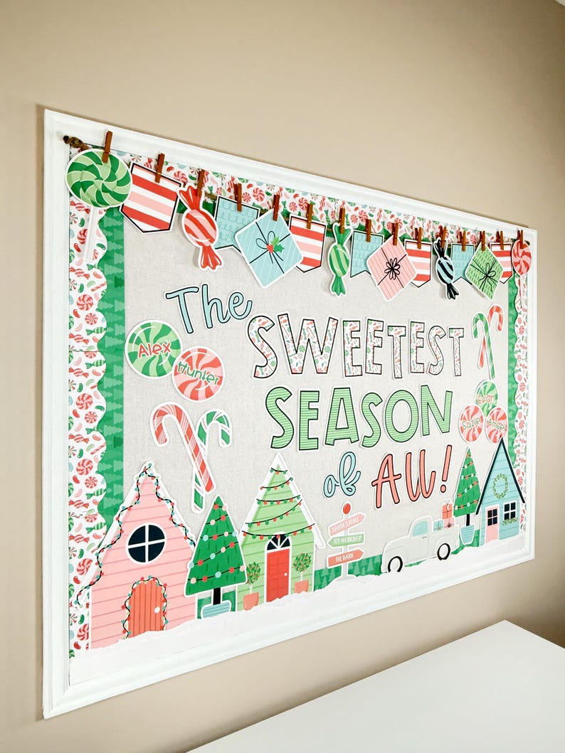 Christmas Candy Cane Bulletin Board Kit & Door Decor, December Bulletin ...