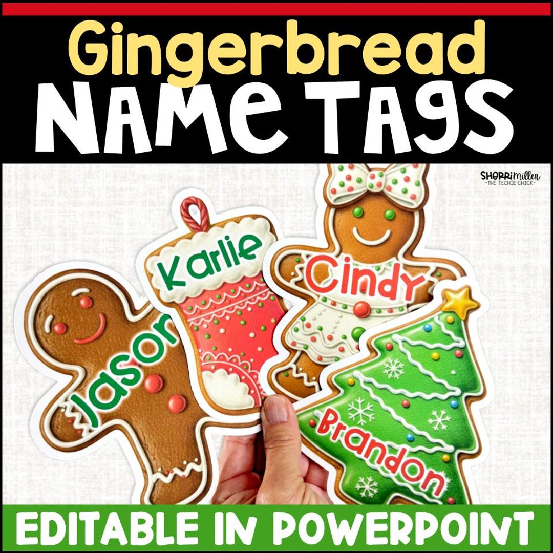 Editable Gingerbread Christmas Name Tags Winter Classroom Decor ...