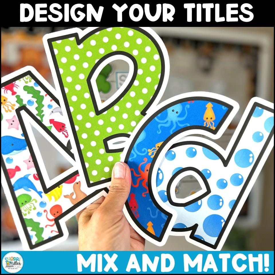 Under the Sea Summer Bulletin Board Letters, End of Year Bulletin Board ...