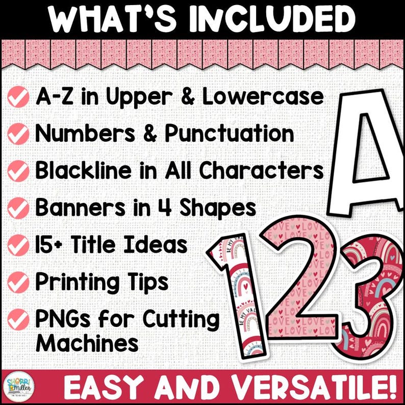Valentine's Day Bulletin Board Letters and Ideas, Printable Boho ...