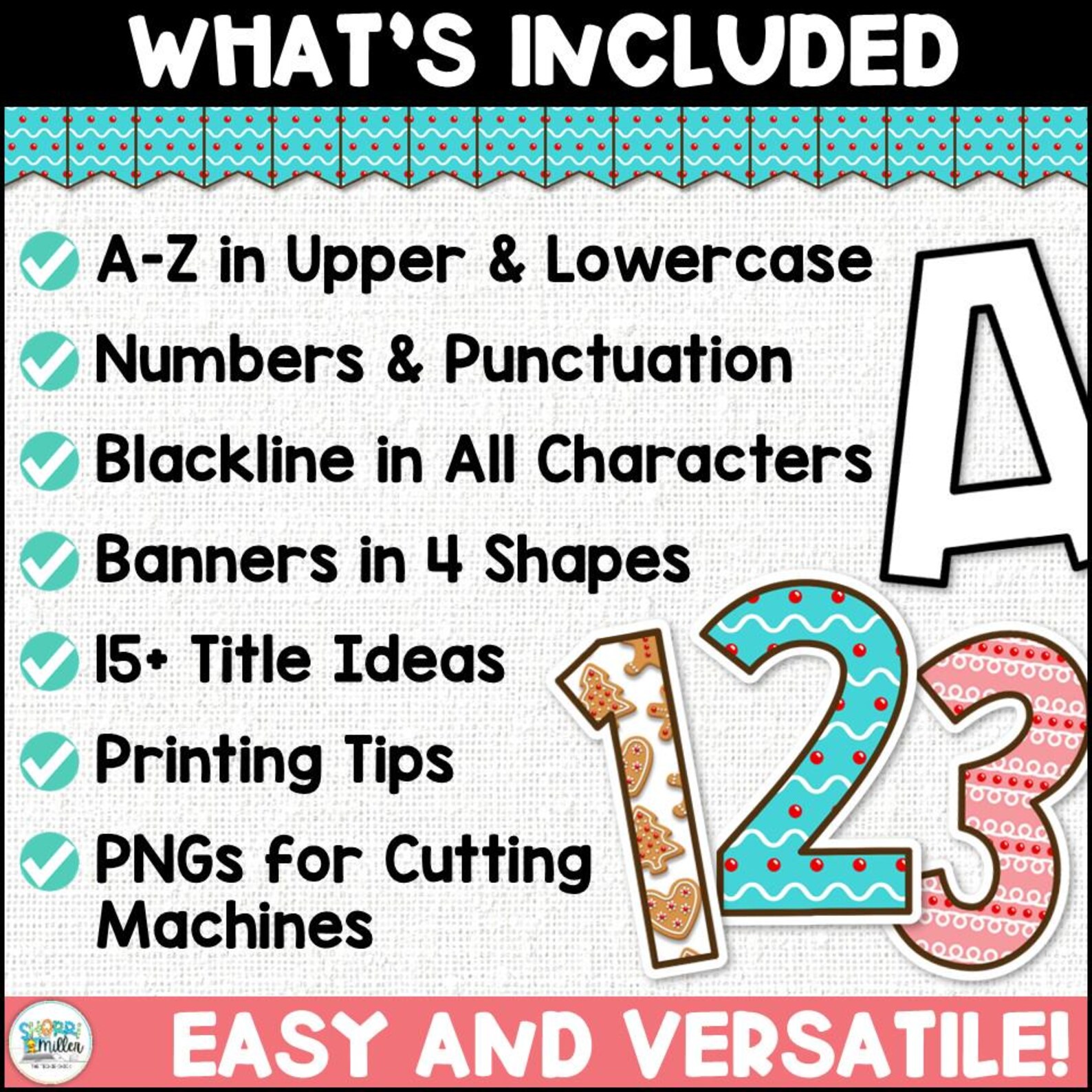 Christmas Gingerbread Cookie Bulletin Board Letters Numbers Banners ...