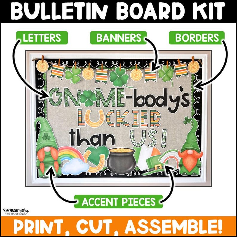 St. Patrick's Day Bulletin Board Kit, March Decor Bundle, Spring Door ...