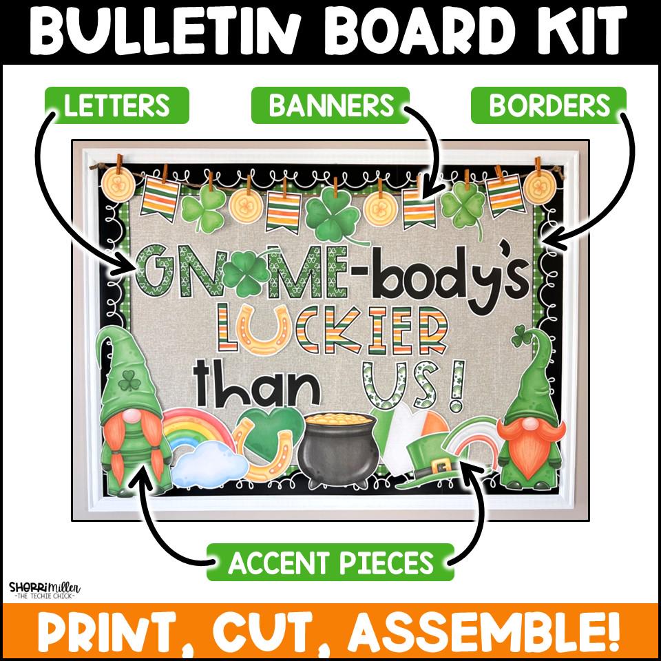 St. Patrick's Day Bulletin Board Kit, March Decor Bundle, Spring Door ...