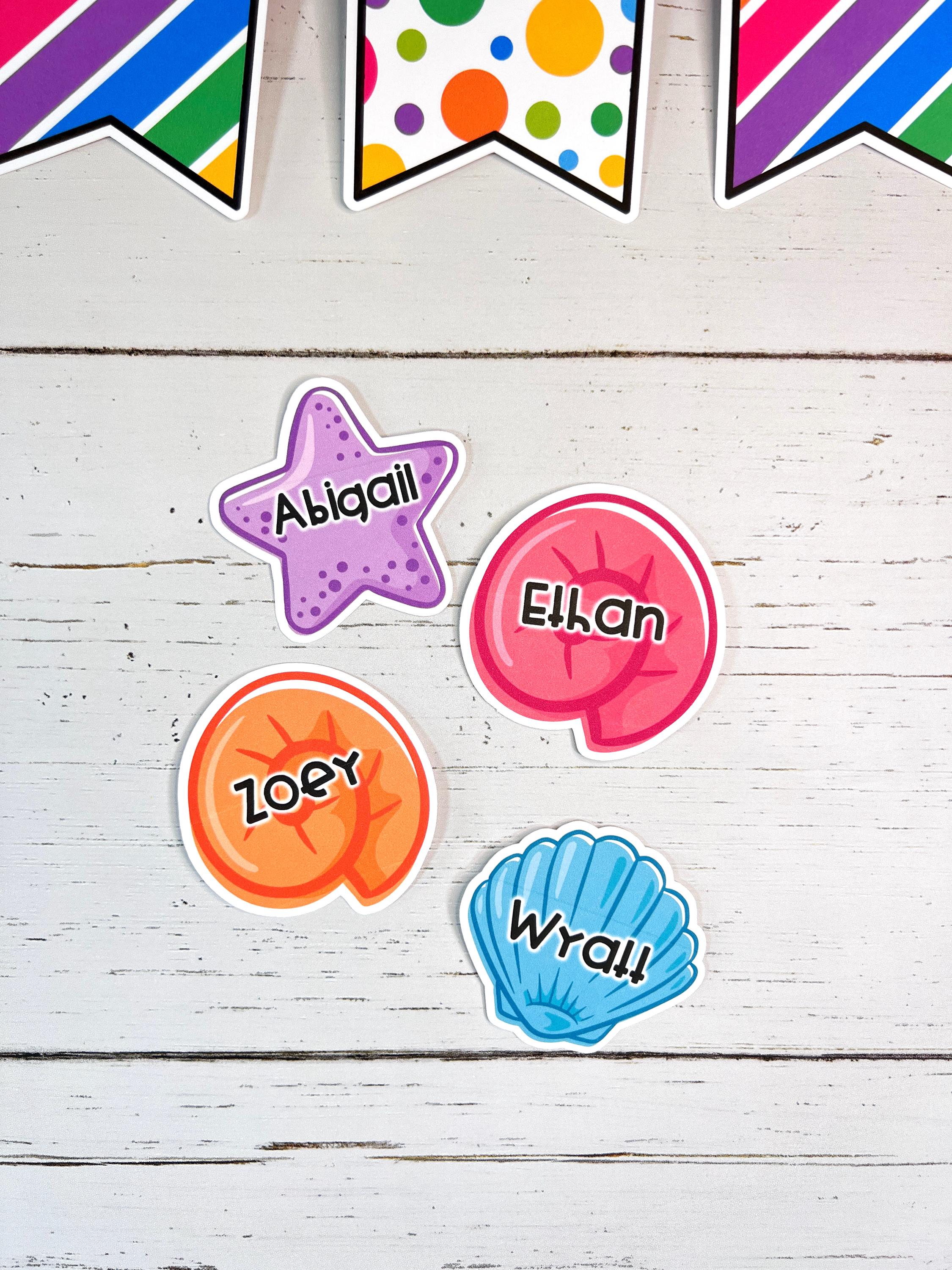 Summer Beach Seashells Editable Name Tags for Bulletin Board, Student ...