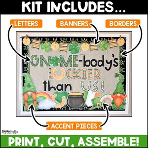Gnomes St. Patrick's Day Bulletin Board Kit, March Bulletin Board or ...