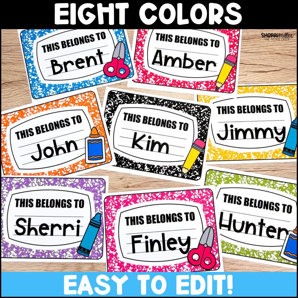 Editable Composition Notebook Name Tags for Back to School Classroom ...
