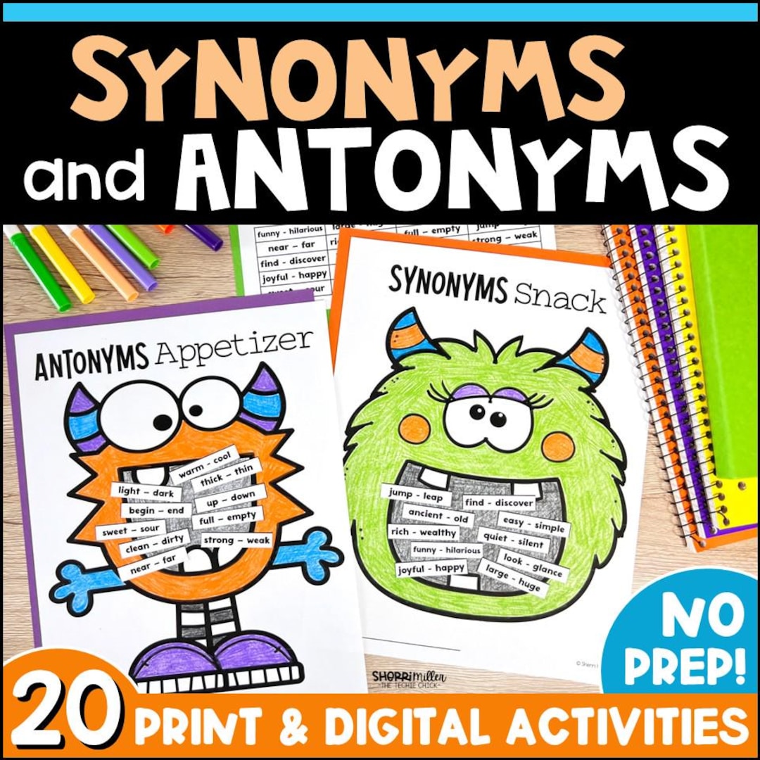 Synonyms and Antonyms Worksheets, 2nd 3rd and 4th Grade and Homeschool ...