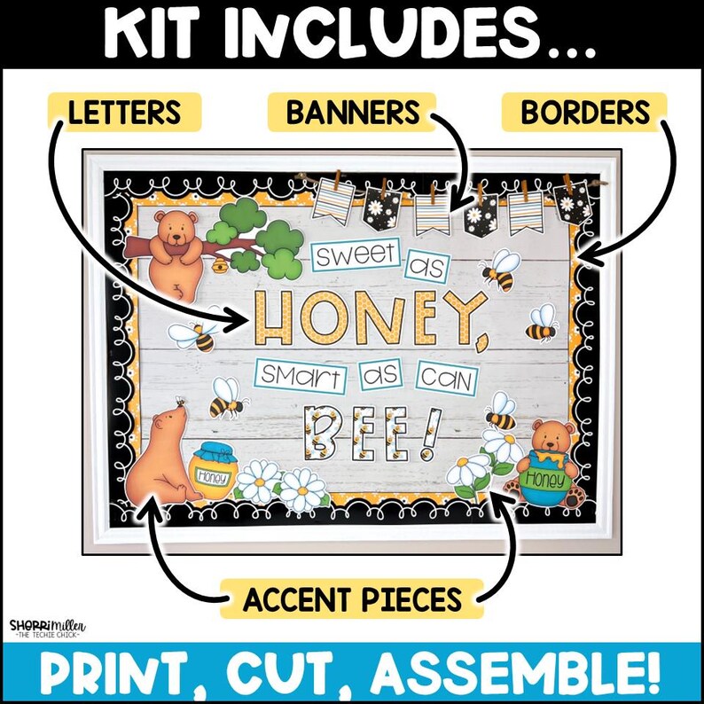 Bee Bulletin Board Kit, Spring Bulletin Board Set and Door Decor Ideas ...
