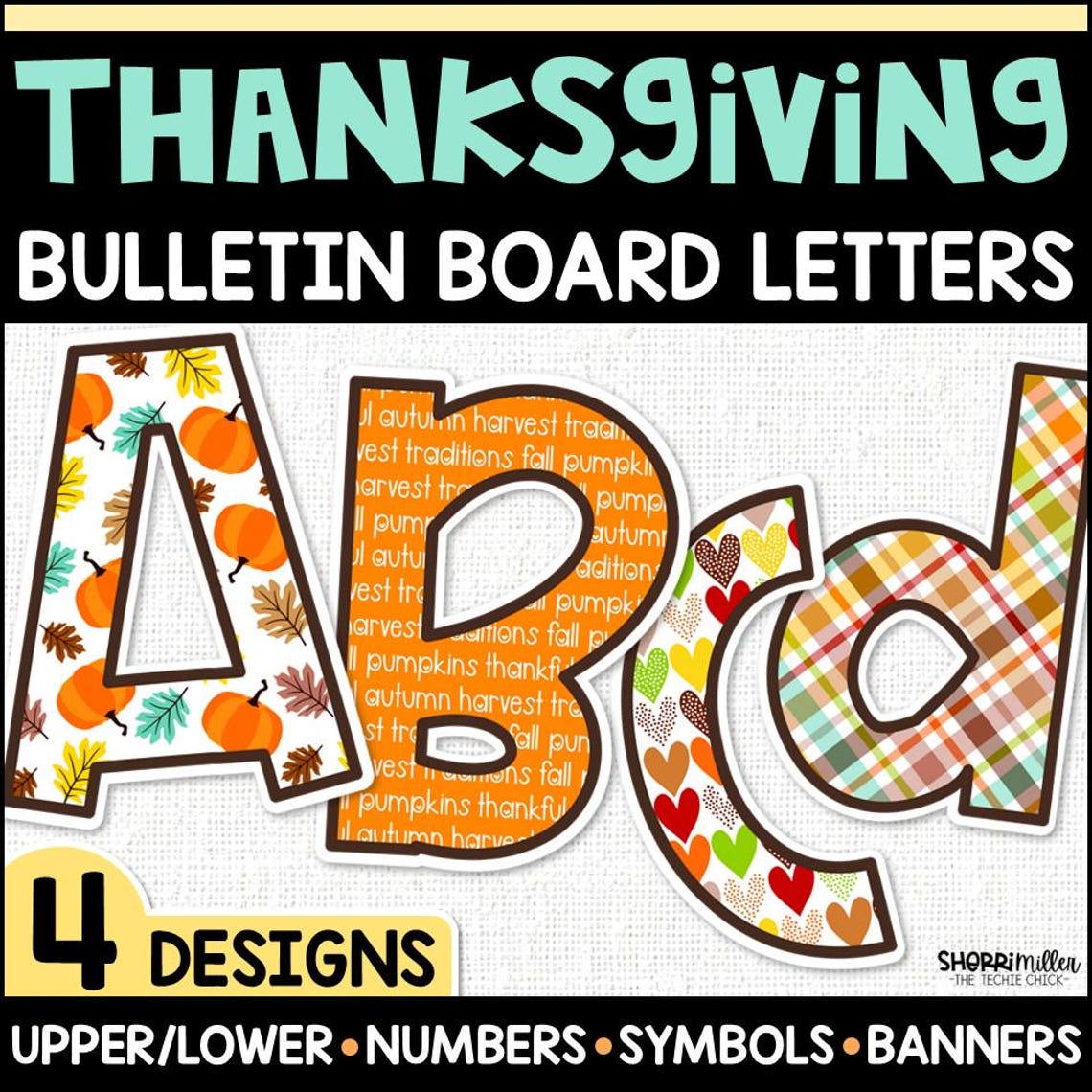 Thanksgiving Bulletin Board Letters Printable Decor, November Fall ...