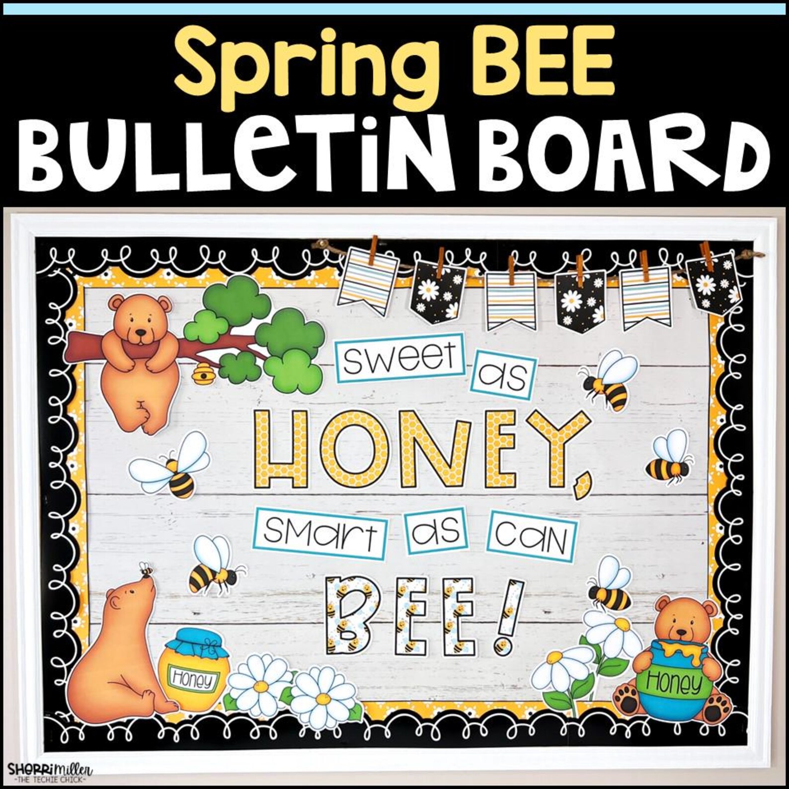 Spring Bee Bulletin Board Kit, April Bulletin Board Set and Door Decor ...