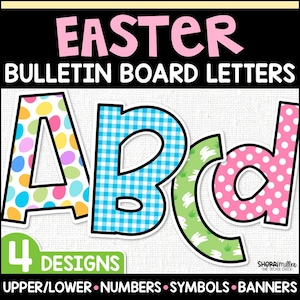 Easter Bulletin Board Letters Numbers Banners, April Bunny & Eggs ...