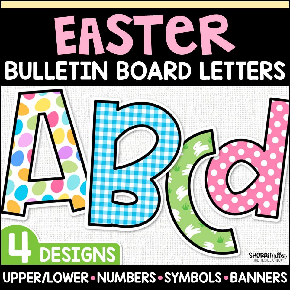 Easter Bulletin Board Letters Numbers Banners, April Bunny & Eggs ...