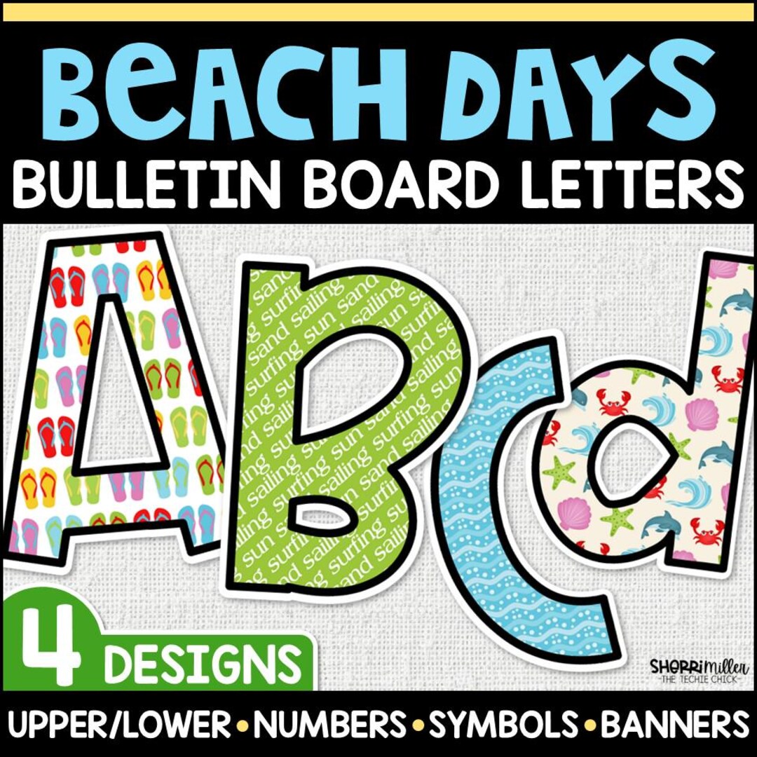 Beach Days Summer Bulletin Board Letters, End of Year Bulletin Board ...