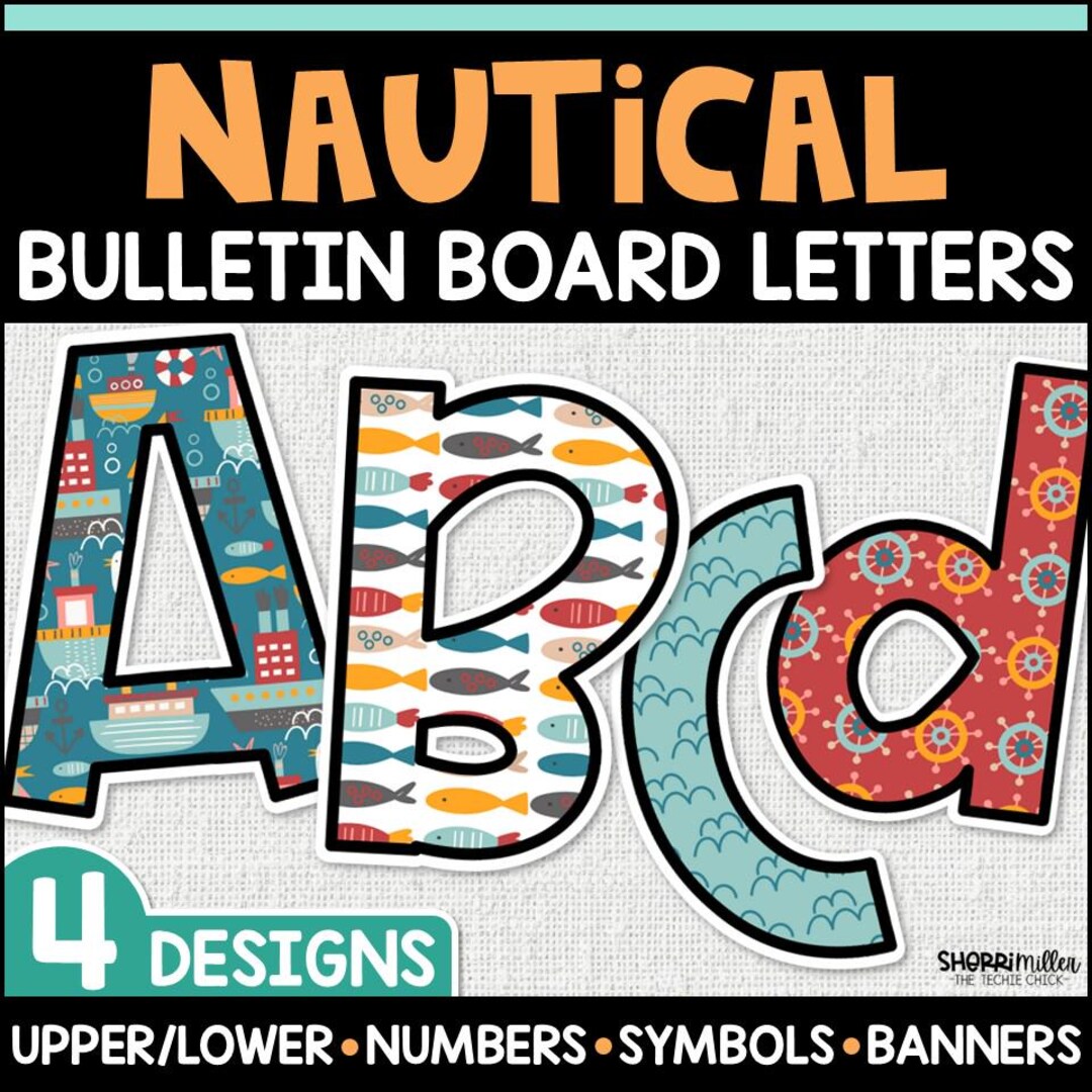 Nautical Summer Bulletin Board Letters, End of Year Bulletin Board ...