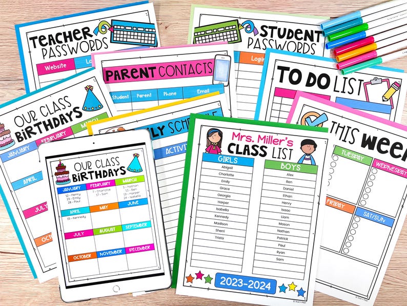 Editable Teacher Planner Back to School Forms for Monthly Teacher ...