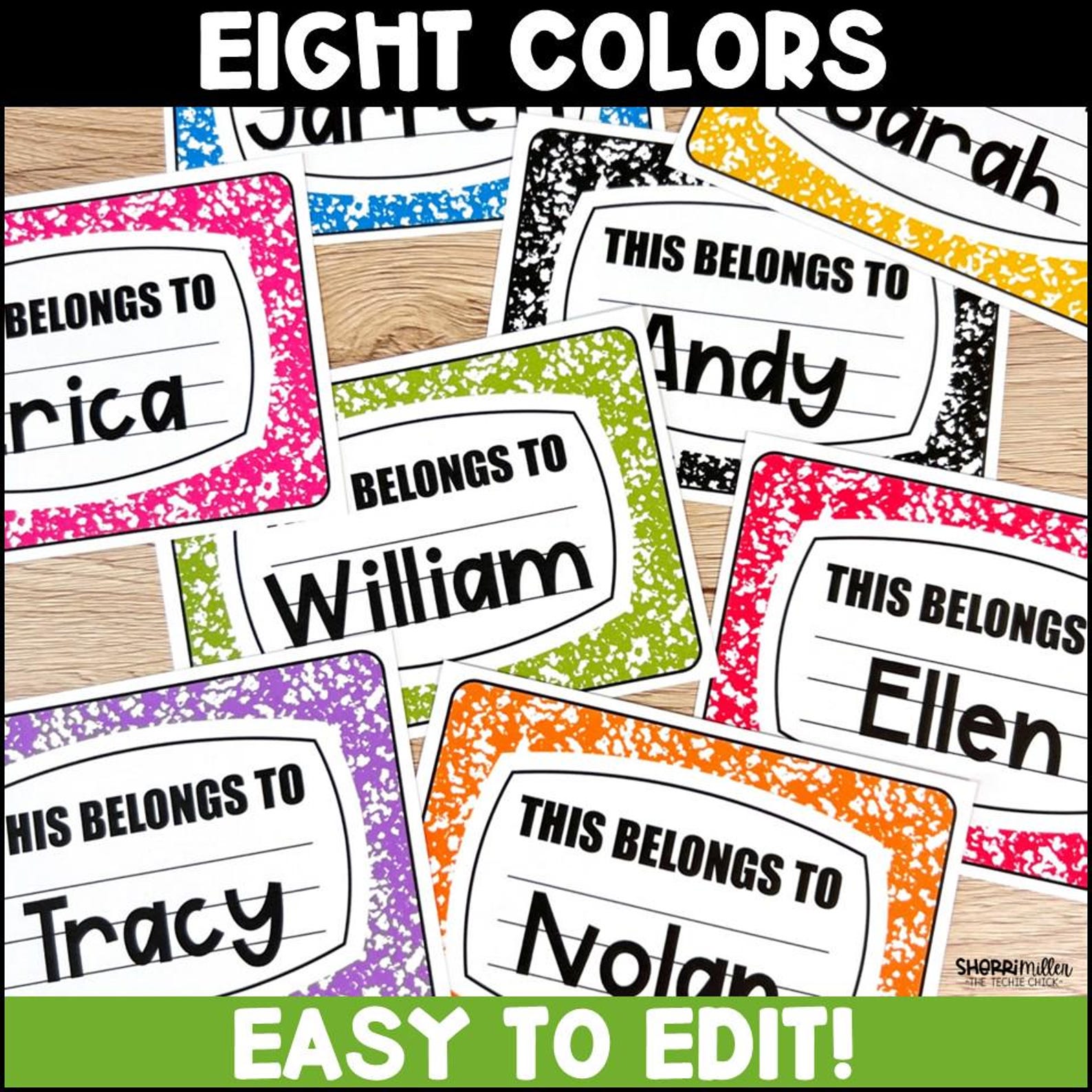 Composition Notebook Editable Name Tags for Classroom Decor Bulletin ...