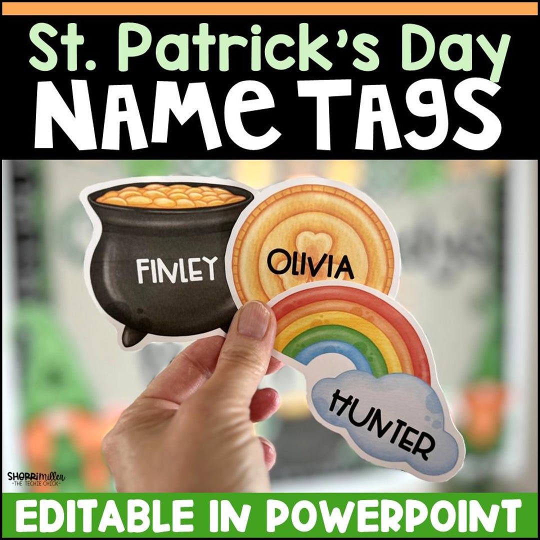 St. Patrick’s Day Name Tags for Bulletin Board, Student Desk, Cubby ...