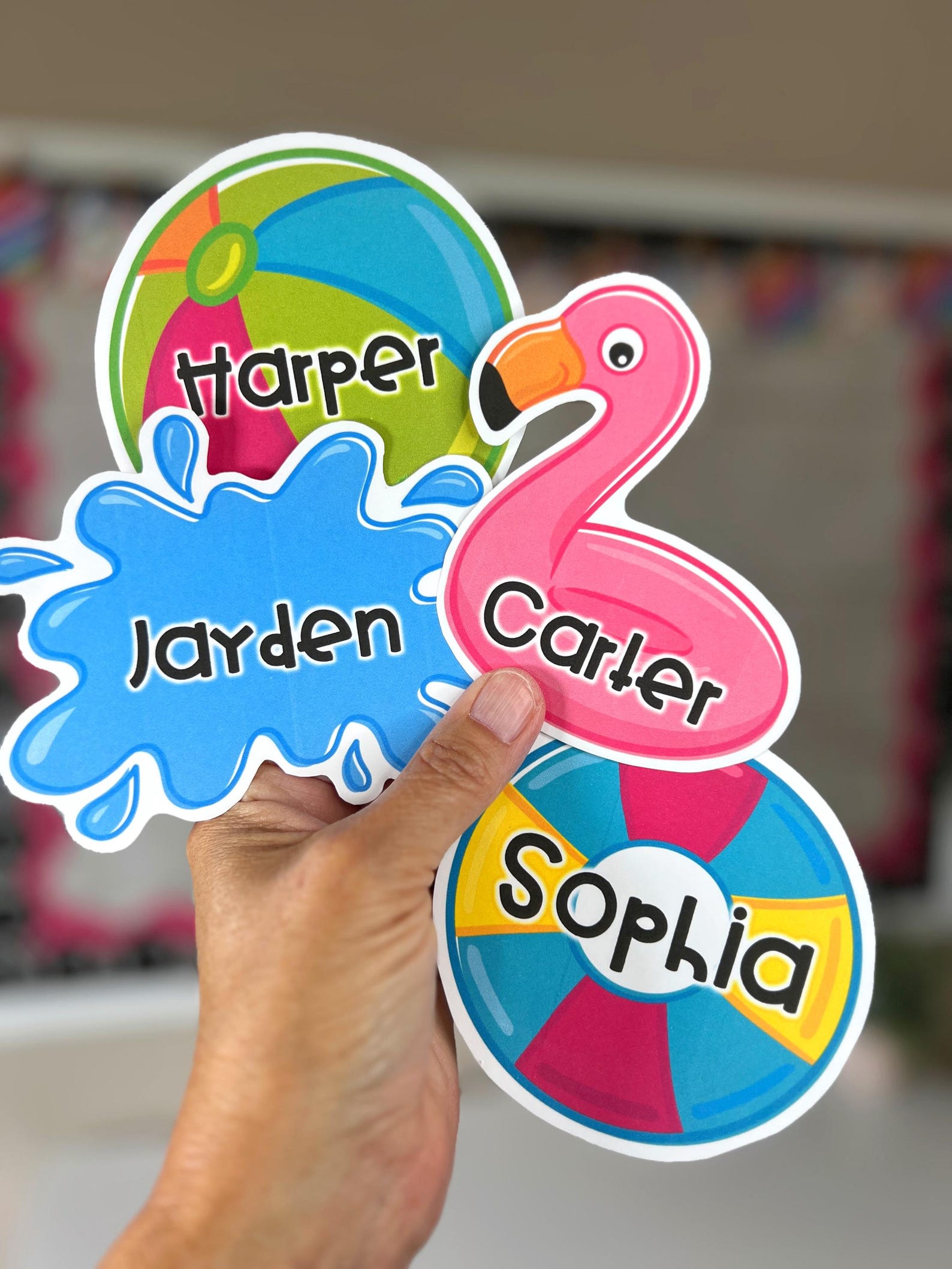 Summer Pool Editable Name Tags for Bulletin Board, Student Desk, Cubby ...