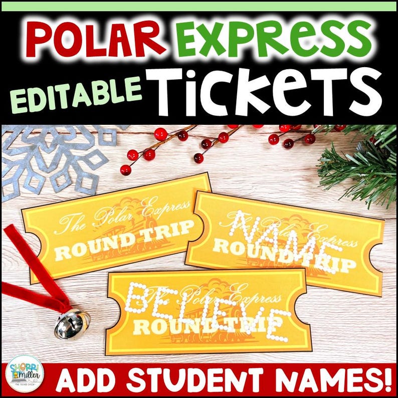 Editable Polar Express Golden Ticket, North Pole Christmas Gift Tags ...