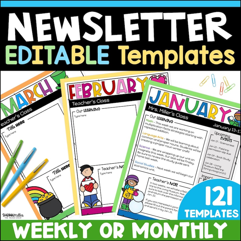 Editable Classroom Newsletter Templates, Weekly or Monthly Newsletters ...