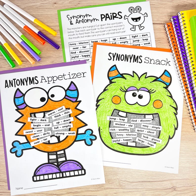 Synonyms and Antonyms Worksheets, 2nd 3rd and 4th Grade and Homeschool ...