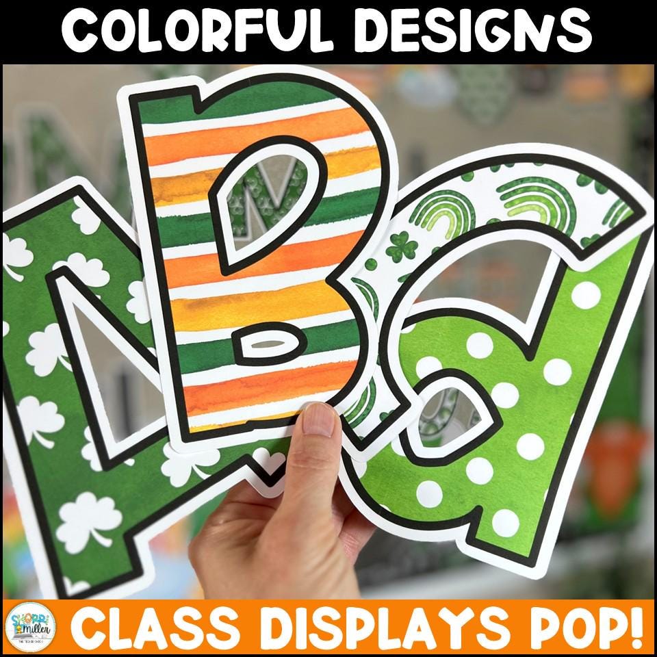St. Patrick's Day Bulletin Board Letters, A-Z Bulletin Board Letters ...