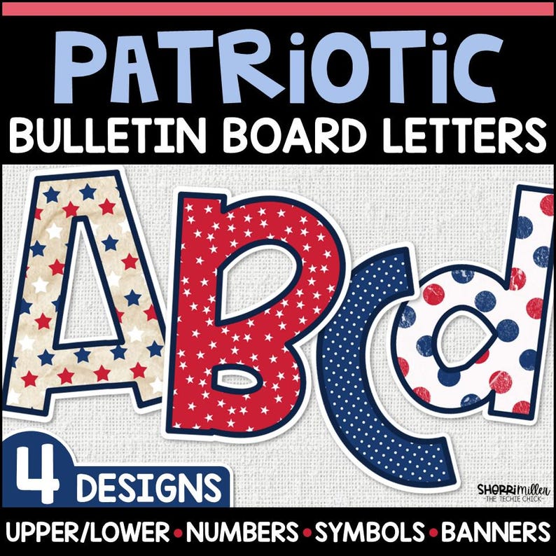 Patriotic Stars Bulletin Board Letters, US History Bulletin Board ...