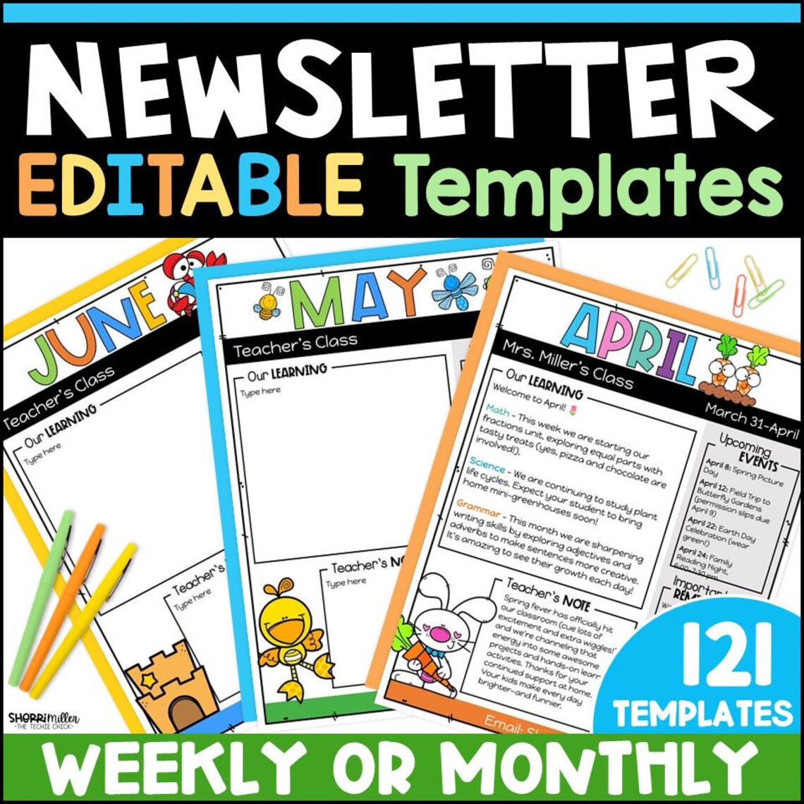 Editable Classroom Newsletter Templates, Weekly or Monthly Newsletters ...