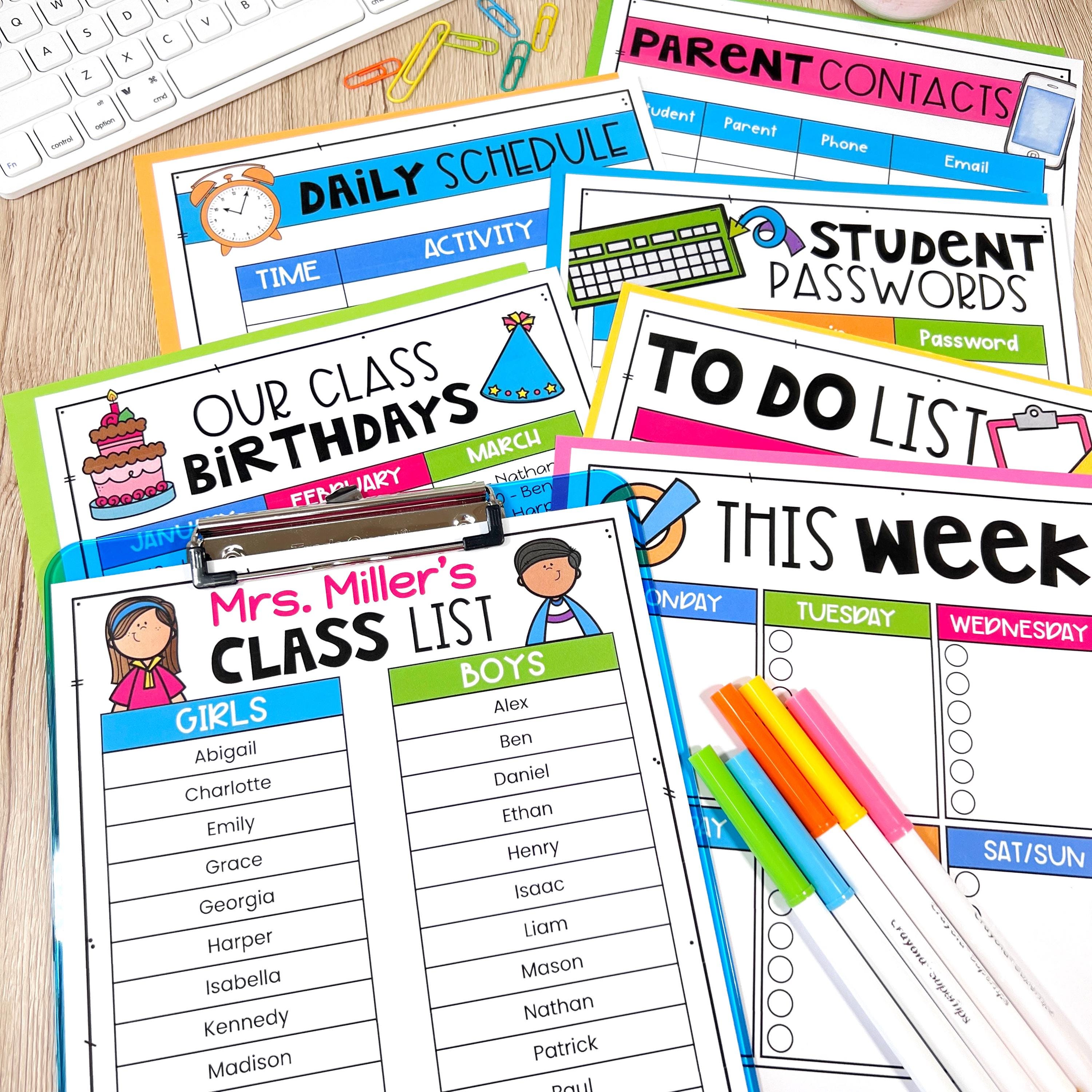 Editable Teacher Planner Back to School Forms for Monthly Teacher ...