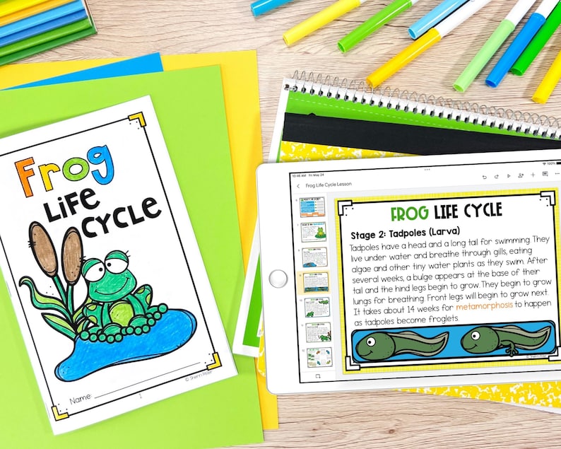 Frog Life Cycle Lesson Sequencing Vocabulary Posters Craft Cut and ...