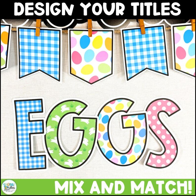 Easter Bulletin Board Letters Numbers Banners, April Bunny & Eggs ...