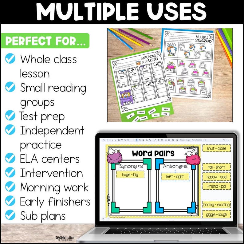 Synonyms and Antonyms Worksheets, 2nd 3rd and 4th Grade and Homeschool ...