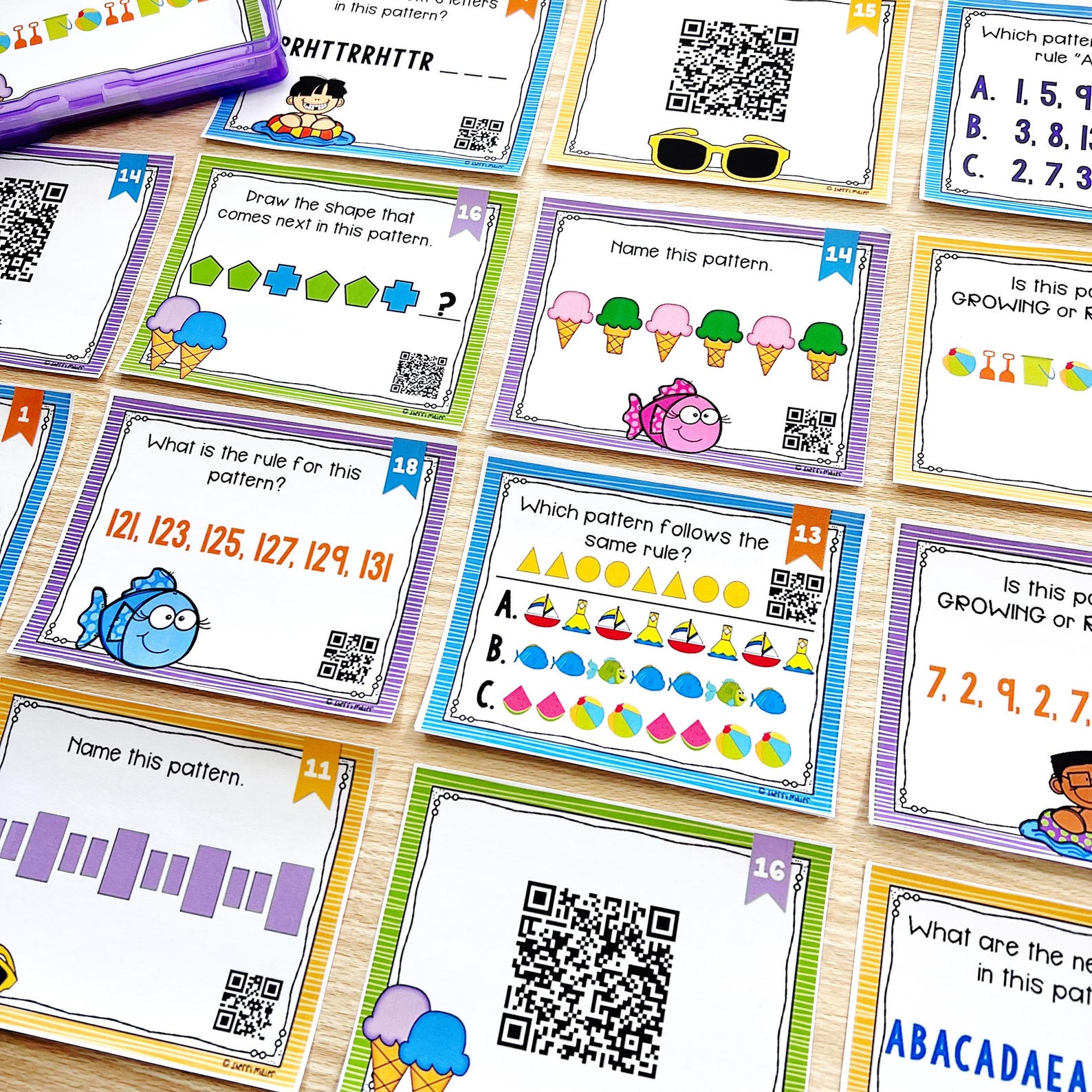 Growing Shrinking and Repeating Patterns Fun Math Task Cards & Scoot ...