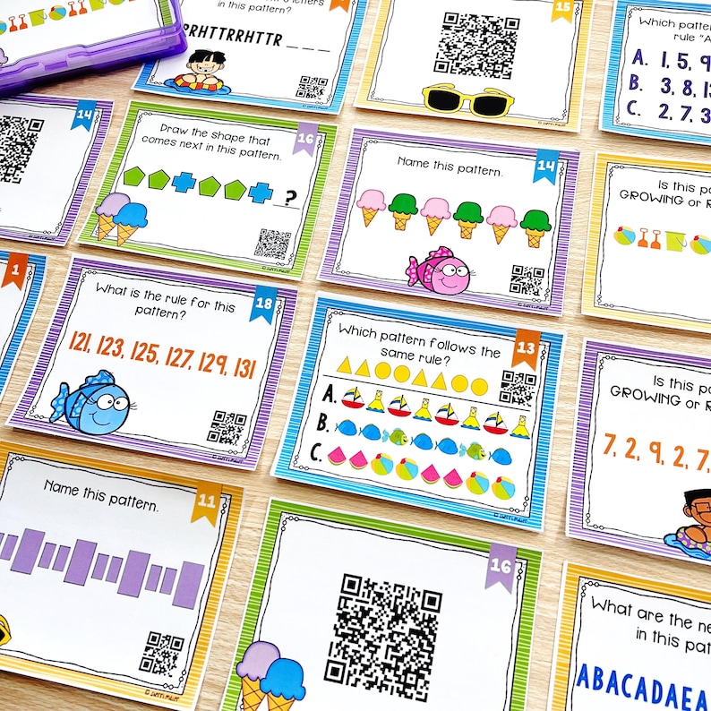 Growing Shrinking and Repeating Patterns Fun Math Task Cards & Scoot ...