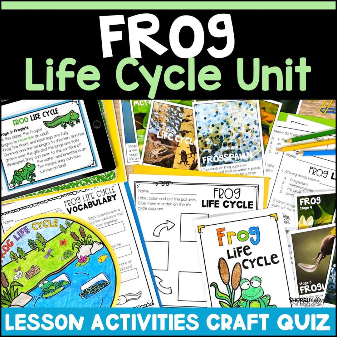 Frog Life Cycle Lesson Sequencing Vocabulary Posters Craft Cut and ...