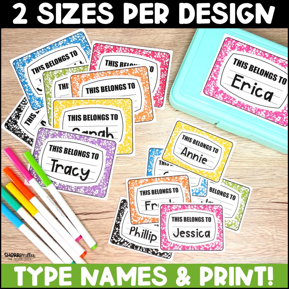 Composition Notebook Editable Name Tags for Classroom Decor Bulletin ...