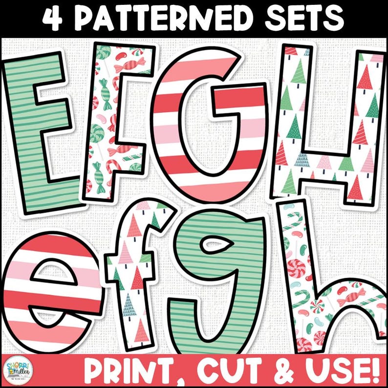 Christmas Candy Cane Bulletin Board Letters Numbers Banners & Ideas ...