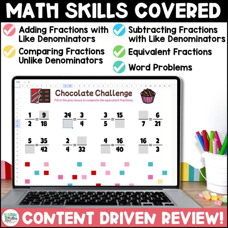 Valentine's Day Math Escape Room for Kids, 4th Grade Fractions Escape ...