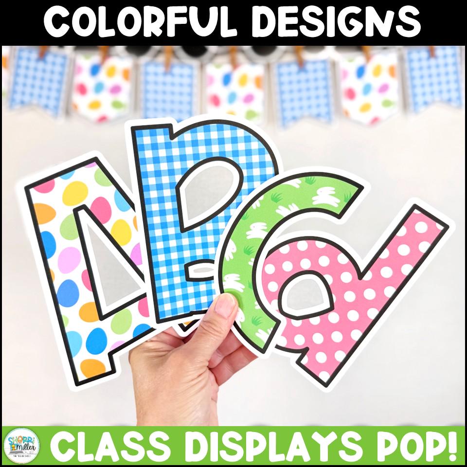 Easter Bulletin Board Letters Numbers Banners, April Bunny & Eggs ...
