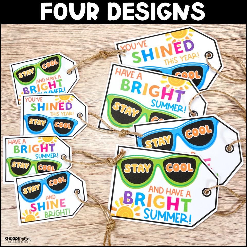 Sunglasses End of Year Gift Tag, Have a Bright Summer, Stay Cool and ...