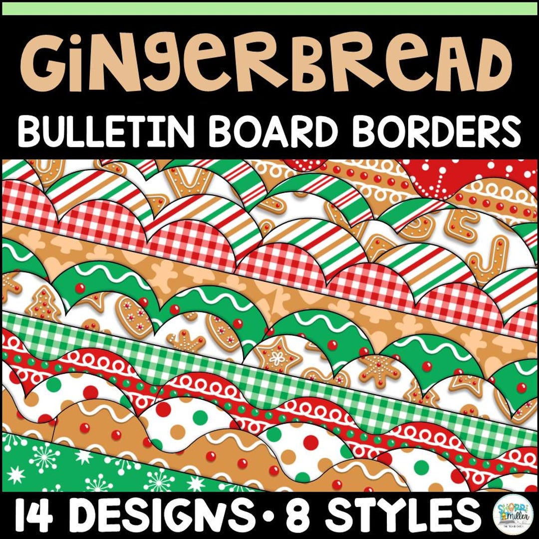 Christmas Gingerbread Cookie Bulletin Board Borders, Winter Teacher ...