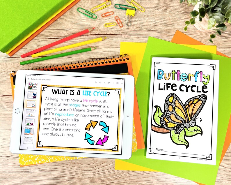 Butterfly Life Cycle Lesson Sequencing Vocabulary Posters Craft Cut and ...