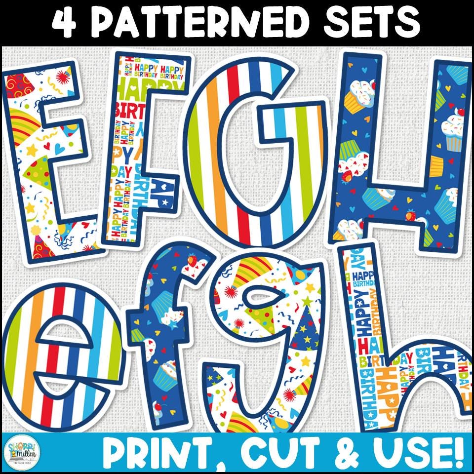 Happy Birthday Bulletin Board Letters and Ideas, Printable Bright ...