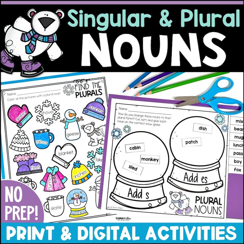 Winter Singular Plural & Irregular Plural Nouns Activities Grammar ...